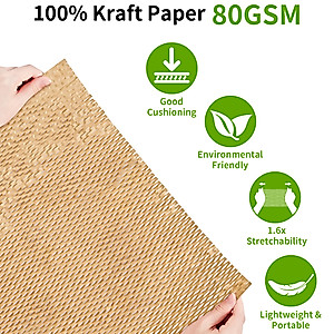 JARLINK Honeycomb Packing Paper, 15"x 213' Bubble Packing Wrap for Packing/Shipping/Moving, Eco-Friendly Bubble Packing Paper Wrapping Roll, Recyclable Moving Supplies With 20 Fragile Sticker Labels