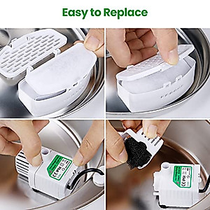 12 Pack Replacement Filters for D30 67oz/2L Automatic Pet Fountain, ZEKIRY Carbon Cat Water Fountain Filters, Triple Filtration Pet Fountain Filter Replacement(6Pcs Pump Filters)