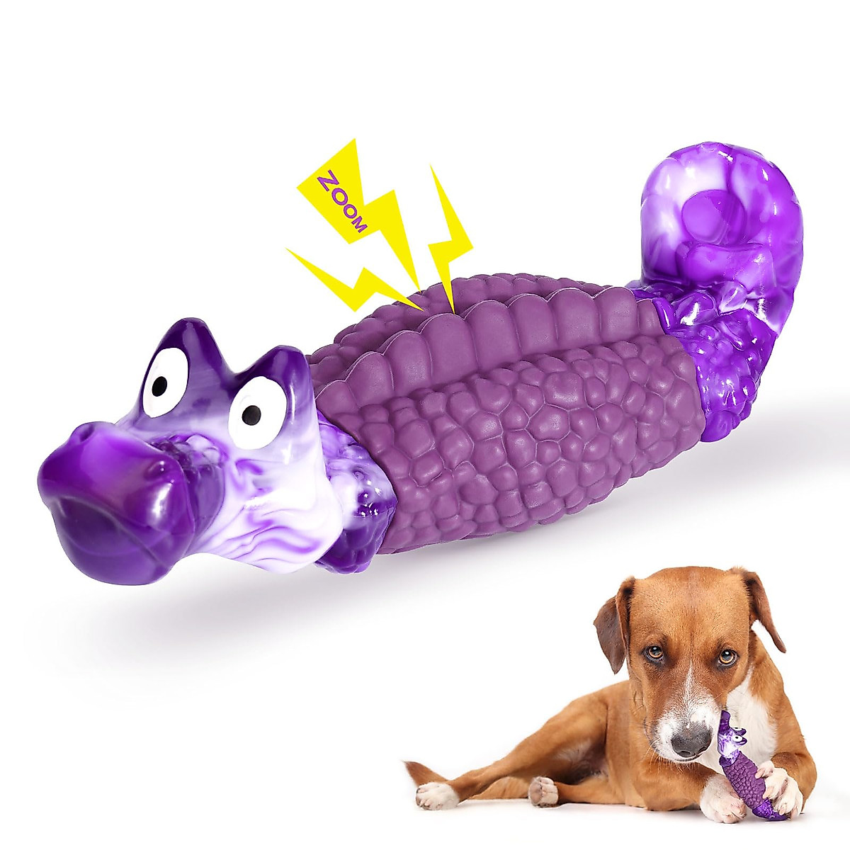 HGB Squeaky Dog Toys for Aggressive Chewers, Tough Indestructible Dog Chew Toys for Large Medium Dogs, Interactive Dog Toys to Keep Them Busy, Heavy Duty Dog Toys for Boredom, Bacon Flavor