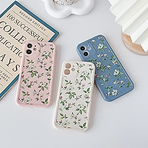 ZTOFERA Compatible with iPhone 11 Case for Girls Women, Floral Flower Pattern Design Silicone Case, Slim Shockproof TPU Protective Bumper Case Cover for iPhone 11 (6.1"), Beige