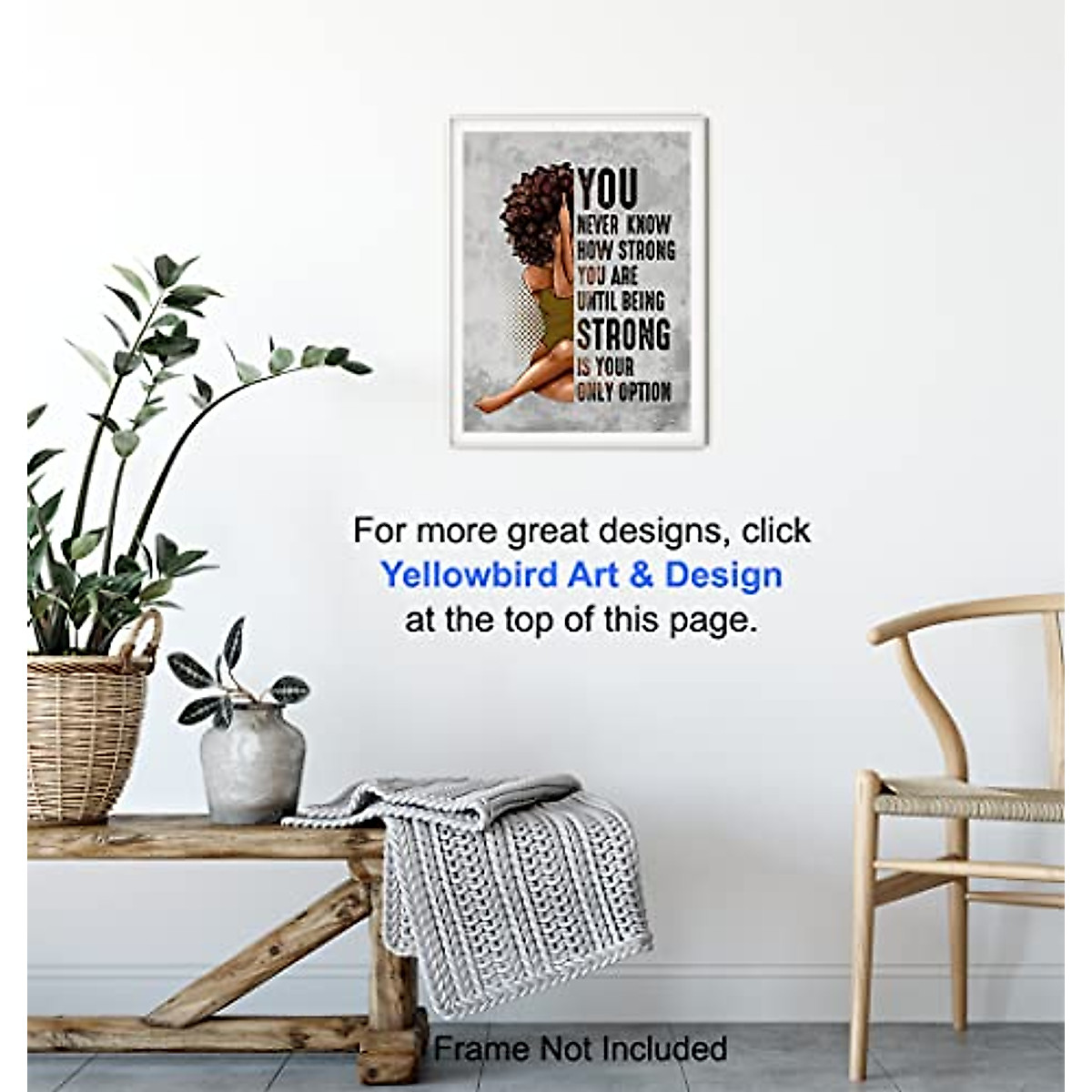 Inspirational African American Wall Art & Decor - Black Art - Encouragement Gifts for Women Woman - Uplifting Positive Quotes - Afro Girl - Motivational Posters - Bedroom Living Room Home Office