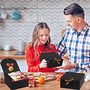 10 PCS Gift Boxes with Lids, 8x8x4 inches Cardboard Gift Boxes, Black Gift Boxes with Ribbon, Paper Gift Boxes for Present Wedding, Mother's Day Packaging, Birthday, Crafting, Party, Cupcake (Black)