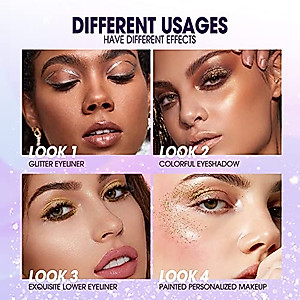 LANGMANNI 10Pcs Liquid Glitter Eyeshadow Korean Makeup Set, Shimmer,Pigmented,Long Lasting,Quick Drying,Easy to Apply Crystals Glitter Eyeshadow (10pcs Set)