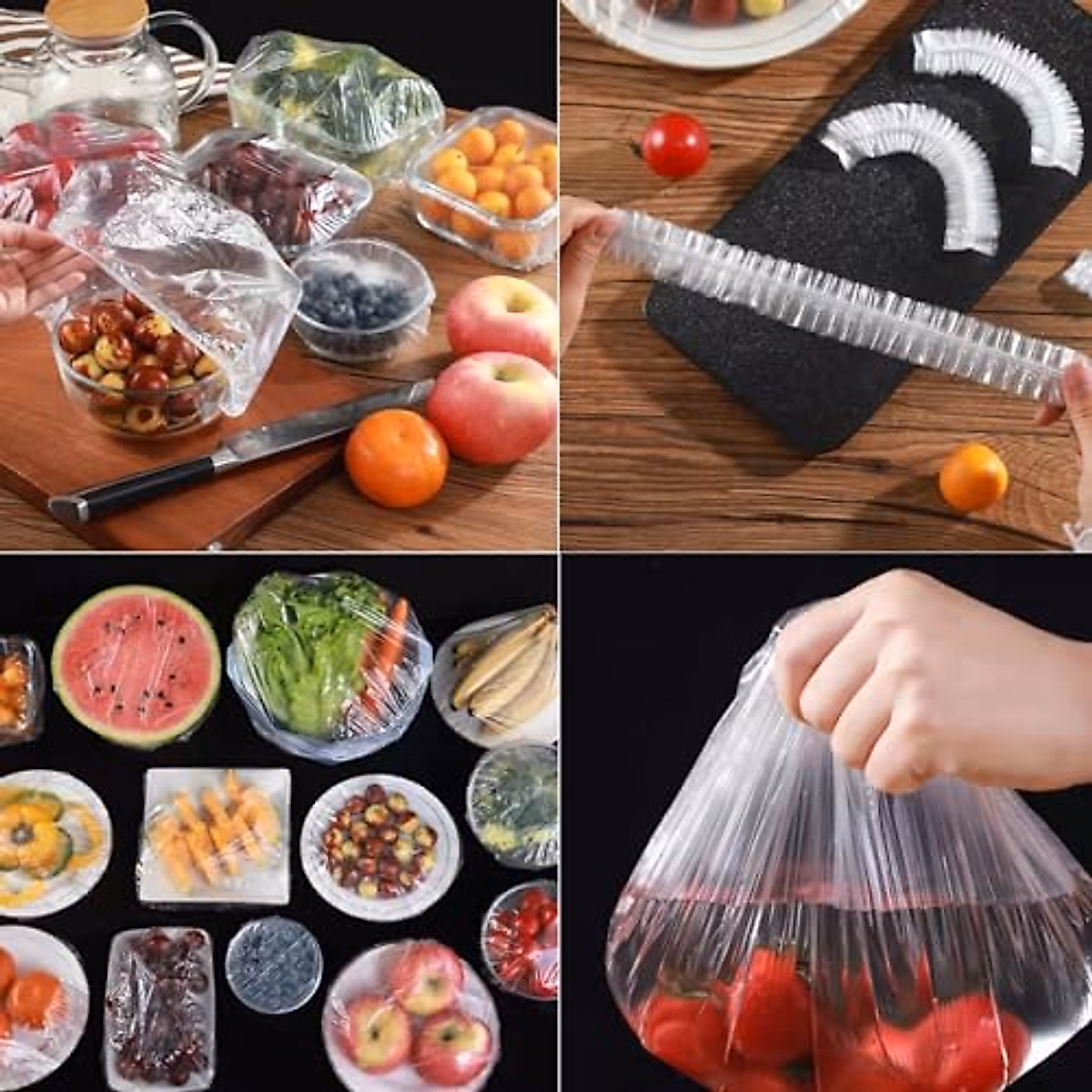 100Pcs Bowl Covers Food Cover Dish Covers, Plastic Bowl Covers Elastic Reusable, Reusable Elastic Stretch Plastic Covers For Bowls, Plastic Food Covers With Elastic For Bread Proofing (100PC BAG)