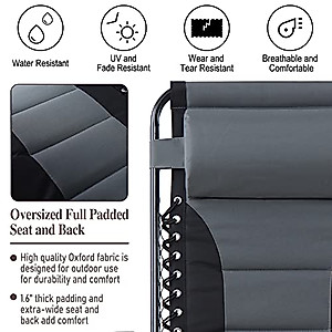 Sophia & Willliam Padded Zero Gravity Chair Recliner Lounge Chair with Free Cup Holder (Grey)