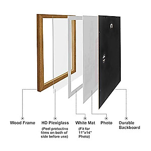 Relwaso 12x16 Frames Made to Display 11x14 Pictures with Mat or 12 x 16 Photo Without Mat, Picture Frames Made of Solid Wood for Vertical or Horizontal Wall Mounting