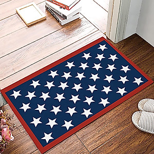 Door Mat for Bedroom Decor, Independence Day 4th of July Patriotic American Flag Floor Mats, Holiday Rugs for Living Room, Absorbent Non-Slip Bathroom Rugs Home Decor Kitchen Mat Area Rug 18x30 Inch
