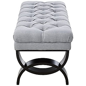 Christopher Knight Home Scarlett Fabric Ottoman Bench, Light Grey 17.25”D x 41.00”W x 16.75”H