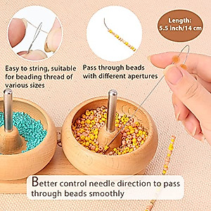 PP OPOUNT Large Bowl Bead Spinner with 2 PCS Bowls and 2 PCS Big Eye Bead Needles, Bead Spinner for Jewelry Making, DIY Seed Beads, Clay Beads, Waist Beads, Bracelets, Necklace (Patent)