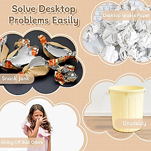 3 Pcs Mini Trash Can with Lid, Small Desktop Trash Can, Countertop Tiny Garbage Cans with 270 Trash Bags and 3 Cartoon Sticker, Portable Plastic Bin for Kitchen Home Bedroom Office (Blue, Beige, Pink)