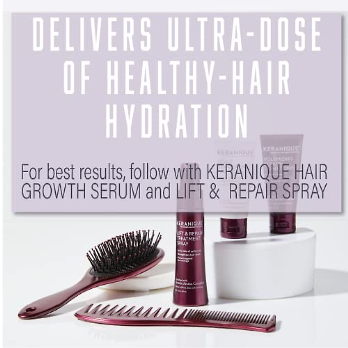 Keranique Damaged Hair Shampoo and Conditioner Set for Hair Repair and Growth with Biotin and Keratin Amino Complex sulfate/parabens free, 8 fl oz