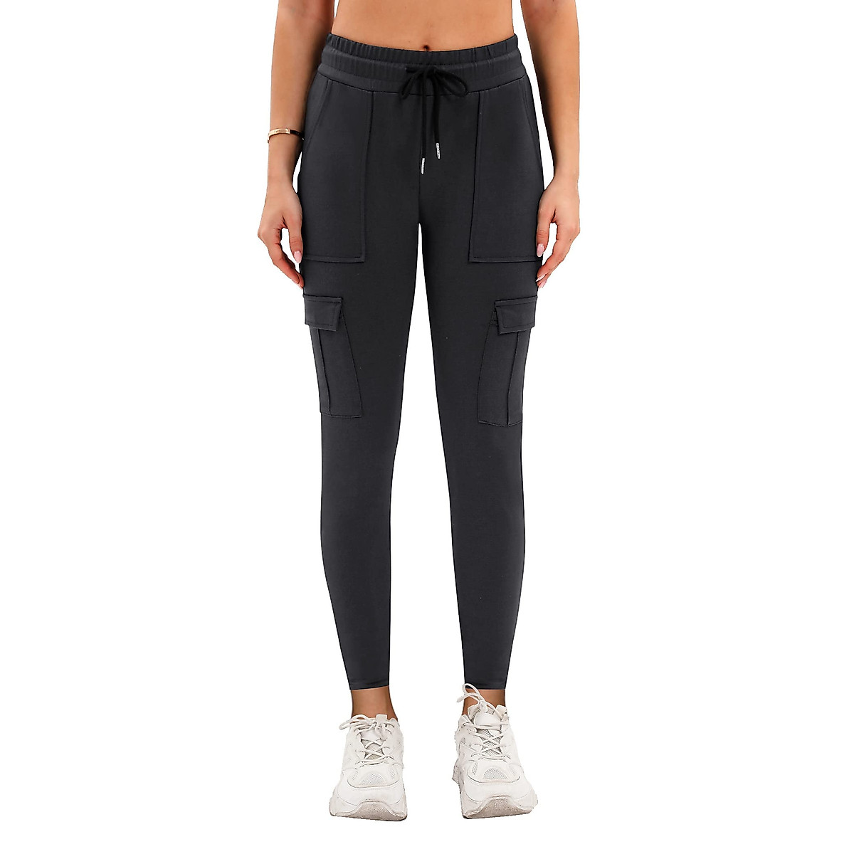 RESHE Joggers for Women Sweatpants Track Pants Hiking Running Workout Lightweight Plus Size Tapered Pants Black, Small