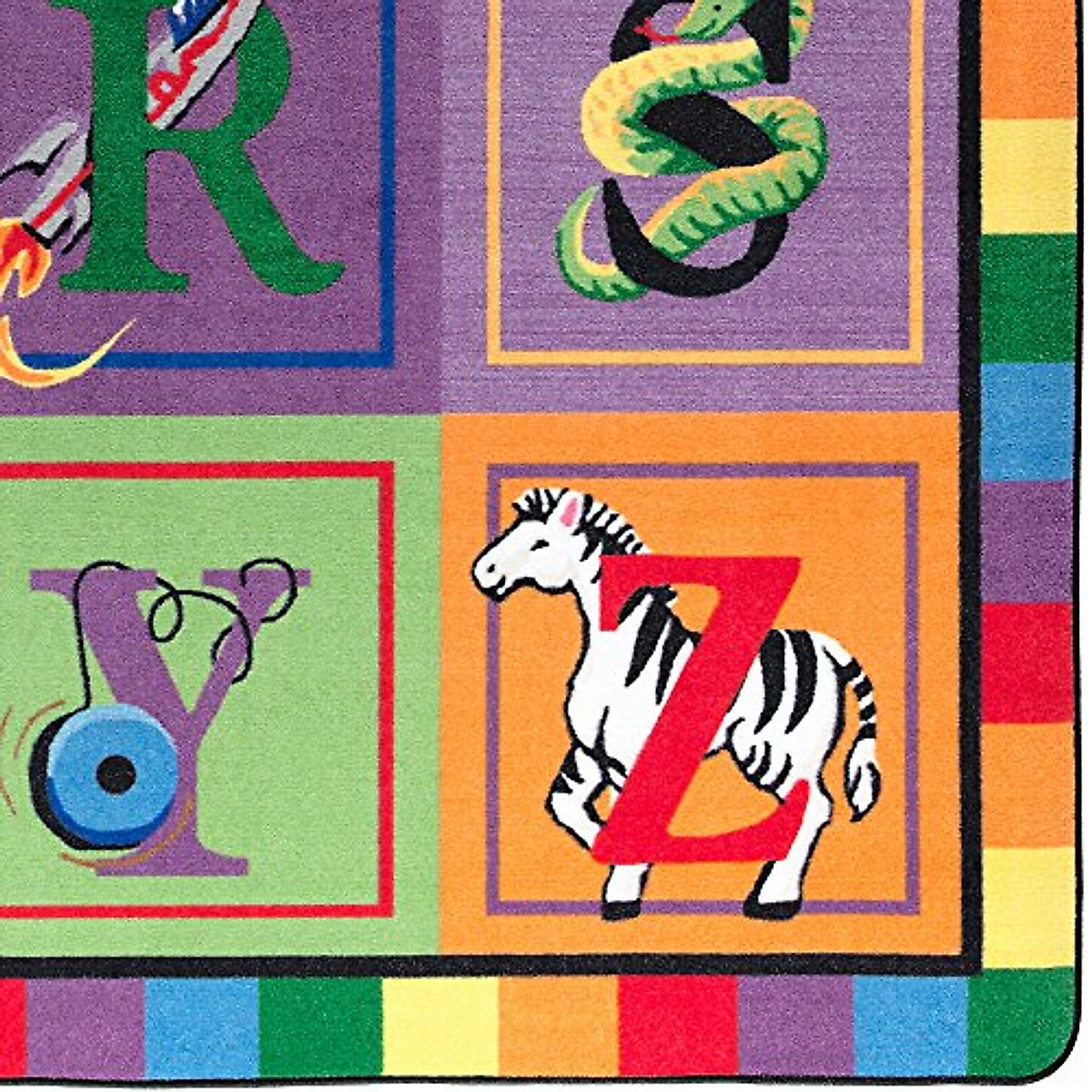 Flagship Carpets ABC Letter Blocks Area Rug for Children's Classroom Floor Mat, Play Room Carpet and General Educational Activities, 7'6" x 12', Multi-Color