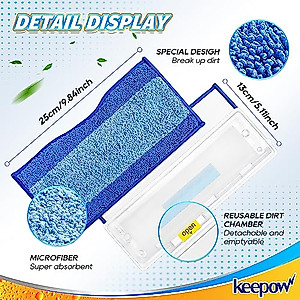 KEEPOW 12 Pack Reusable Mop Pads Refills for Shark Vacmop Replacement Pads Compare to Shark Vacmop Disposable Hard Floor Pads