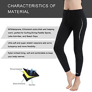 REALON Wetsuit Pants Men Womens Wet Suits Swim Tights 3mm Neoprene Swimming Leggings 2mm Long Diving Surfing Kayak Pant Keep Warm for Workout Scuba Snorkeling Canoeing Water Sports