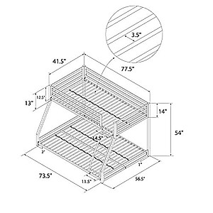 DHP Miles Metal Bunk Bed, Black, Twin over Full 77.5 inch L x 56.5 inch W x 54 inch H