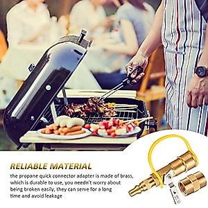 1/4 Inch RV Propane Quick Connector Adapter Full Flow Plug Brass Shutoff Valve for Propane Hose Natural Gas Accessories, Brass Pipe Fitting, Coupling, 1/4 x 1/4 Inch Female Pipe