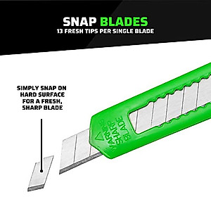 Fixson Box Cutter Utility Knife 9-mm Snap-Off Replacement Blades (100 PACK REPLACEMENT BLADES) With 1 Retractable Razor Blade Included