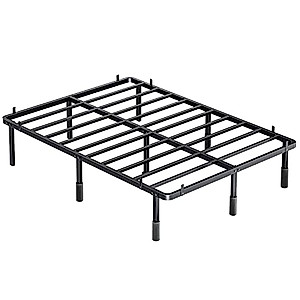 Marsail Queen Size Bed Frame, 14-Inch High Platform Bed with Steel Slat Support, Mattress Stoppers & Rounded Corners, Heavy-Duty Metal Platform, 1600 lbs Max Weight, No Box Spring Needed, MSBFQ02