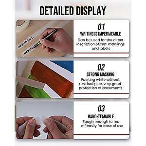 Lichamp Masking Tape 3/4 inch, 4 Pack General Purpose Masking Tape Beige, White Masking Paper for Painting, Arts, Crafts, 3/4 inch x 55 Yards x 4 Rolls (220 Total Yards)