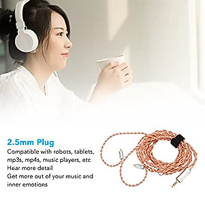 Earbuds Upgrade Cable, 2 Pin IEM Cable 0.78Mm Audio Aux Cord 1.2M 4 Core 2.5Mm Plug Silver Plated Replacement Headphone Cord, Single Crystal Copper Headphone Cable
