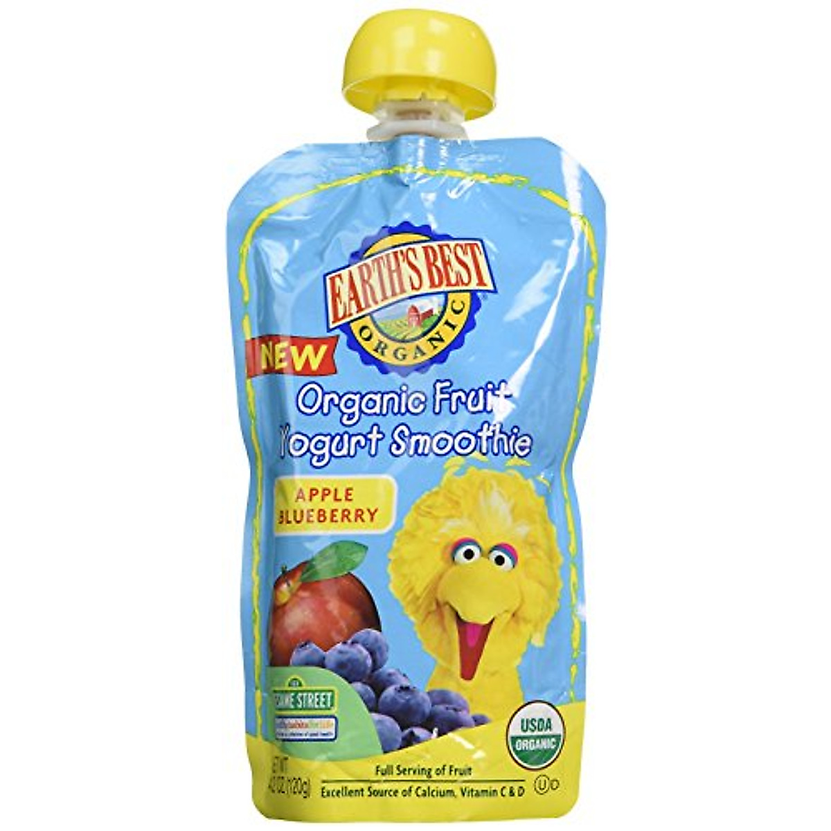 Earth's Best Sesame Street Fruit Yogurt Smoothies - Apple Blueberry - 4.2 oz - 6 pk