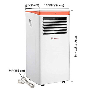 Yescom 10,000 BTU Portable Air Conditioner for Rooms up to 300 Sq. Ft Compact Home AC Unit with Built-in Dehumidifier & Fan & Sleep Modes Remote Control Dust Cover Window Mount Kit for Home/Office