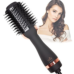 Hair Dryer Brush,Hot Air Brush, Blow Dryer bruch,One Step Hair Dryer and Volumizer with Salon Negative Ionic for Straightening, Professional Brush Hair Dryers for Men and Women (Black）