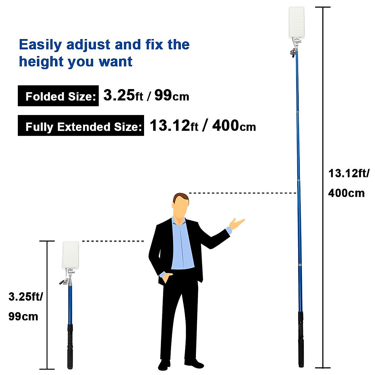 Uboway Outdoor Camping Lights Telescopic Fishing Rod Lamp with IR Remote for Camping, Fishing, Travelling, Party 12V