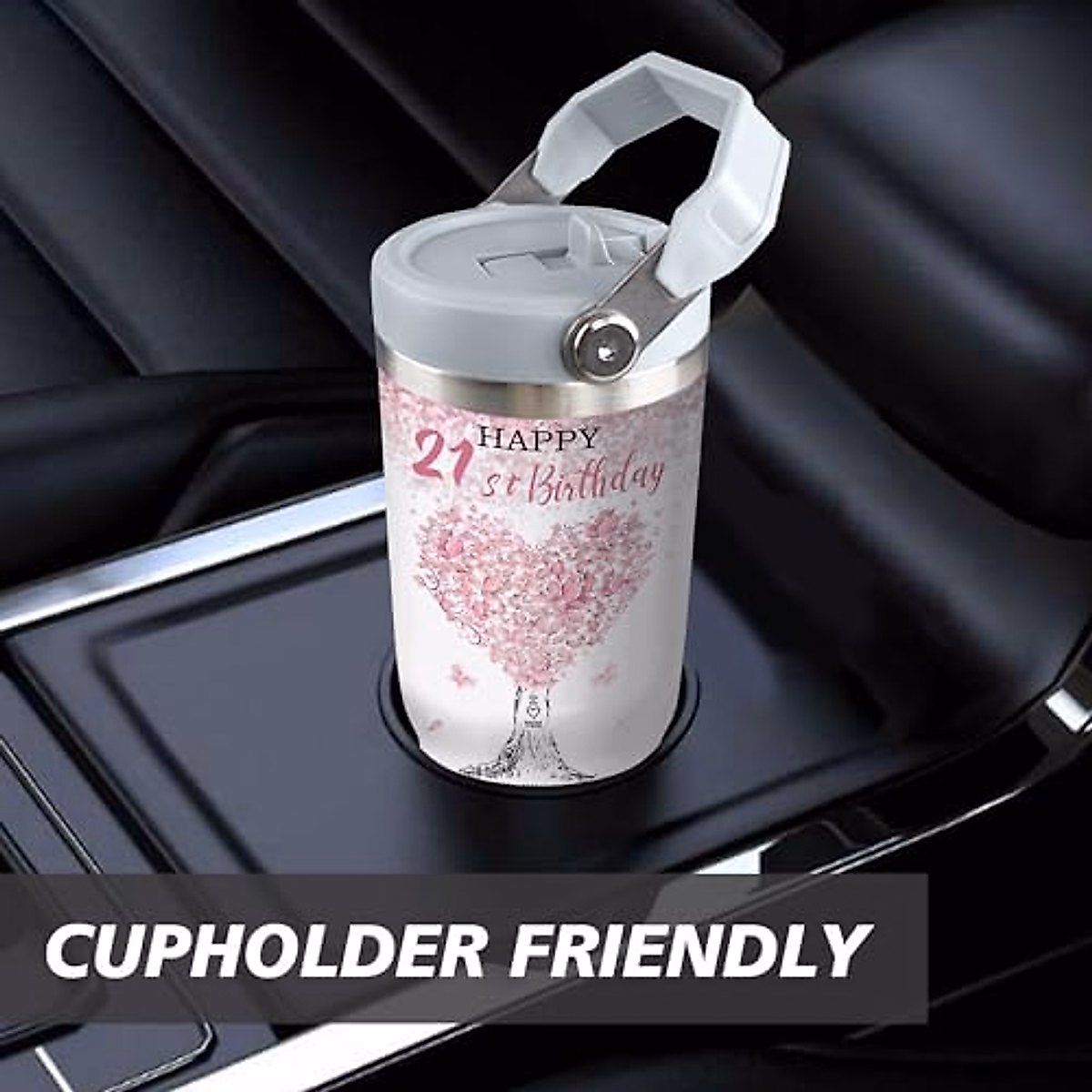 Dcohluk Cool 21st Birthday Gifts for Her 40oz Tumbler Gift for 21 Year Birthday Female, Mothers Day 21 Year Old Birthdays Gifts for Her, Stainless Steel 21st Birthdays Cup with Handle & Straw