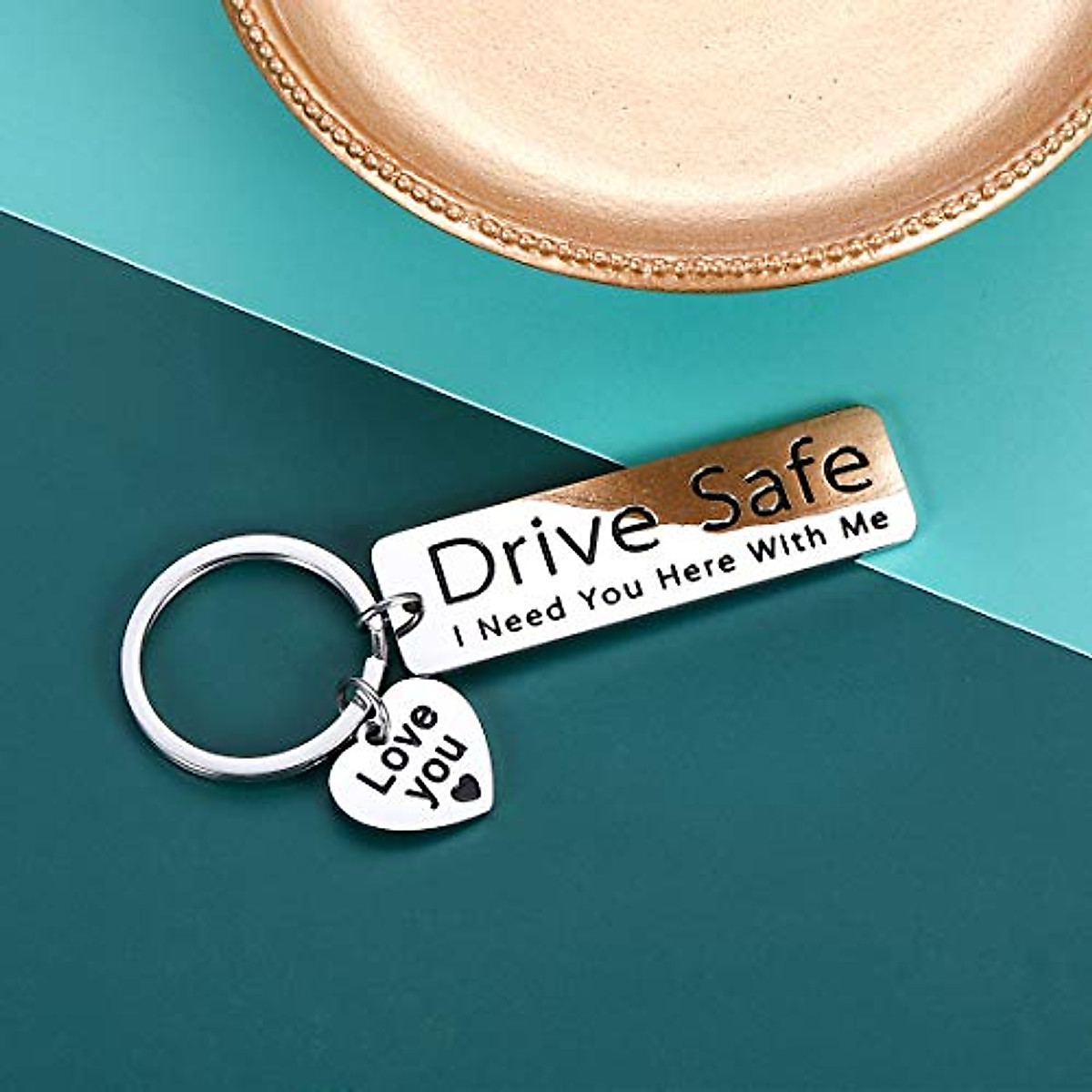 Drive Safe Keychain for Him Men Boyfriend Husband Birthday Father's Day Gifts Dad from Son Daughter Wife Girlfriend Brother Sister Birthday New Driver Gifts for Him Her Stocking Stuffers