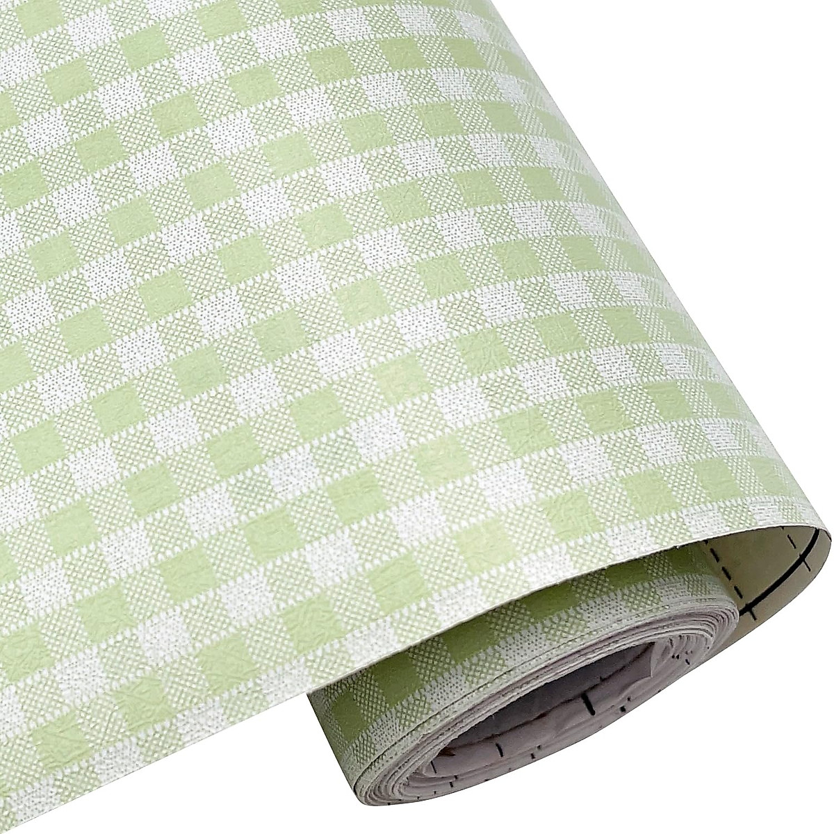 Yifely Green & White Checkered Pattern Tabletop Protect Paper Self-Adhesive Shelf Liner Coat Locker Decor 17.7 Inch by 9.8 Feet