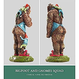 Redwix Bigfoot Statue 11 inch, Garden Gnomes Outdoor, Sasquatch Statue with Cup of Coffee for Outdoor Decor, Bigfoot Gifts