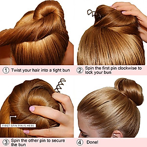 Spiral Bobby Pins Brown with Storage Tin, 20 Pcs Spin Pins for Hair (2 Inch), Premium Spiral Hair Pins for Buns, Non Scratched Twist Screw Hair Pins for Women Girls and Kids