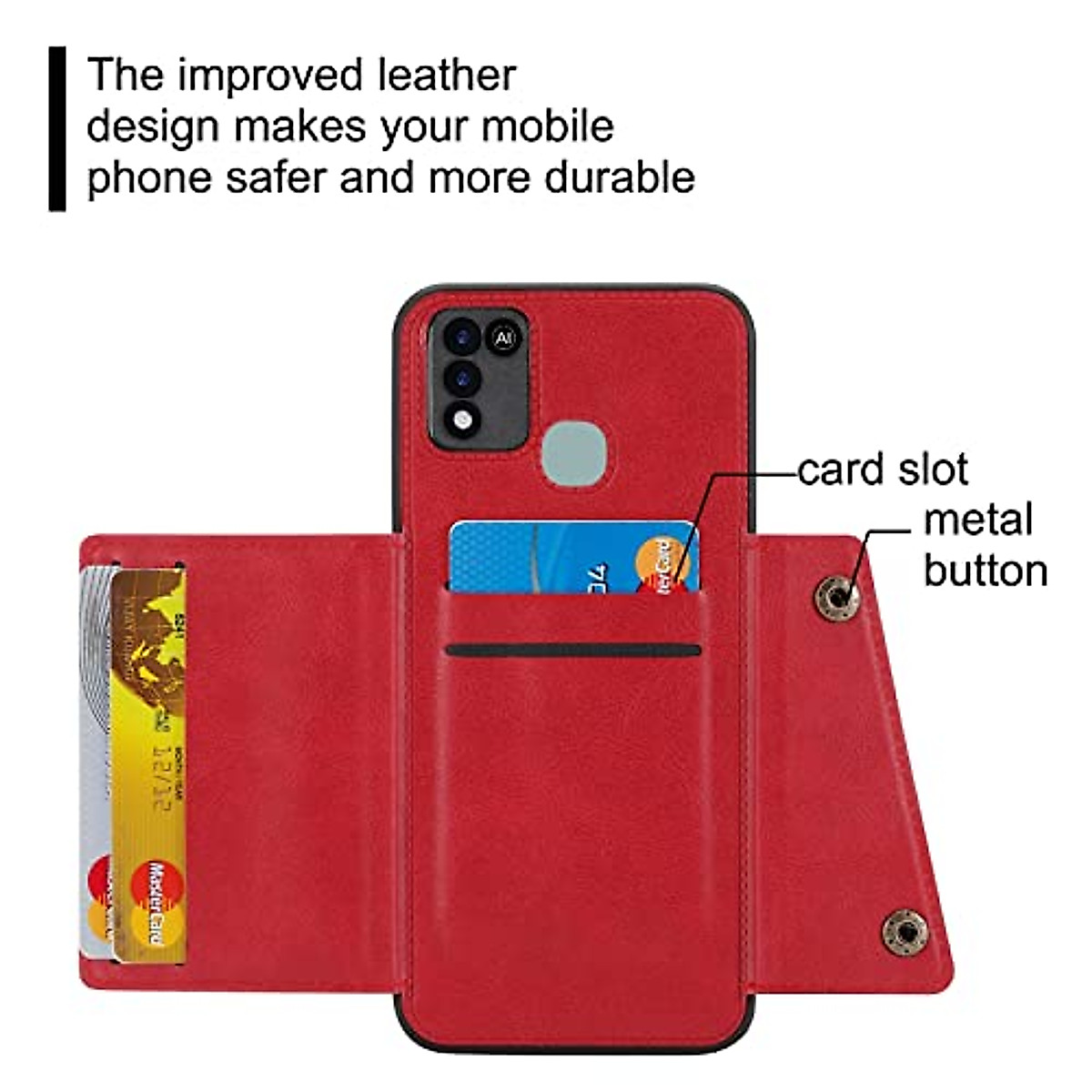 Protective Phone Cover Case Wallet Case for Infinix Smart 5, Leather Case with Card Holder, Double Magnetic Clasp and Durable Shockproof Cover for Infinix Smart 5 Case,Magnetic Phone Case for Car