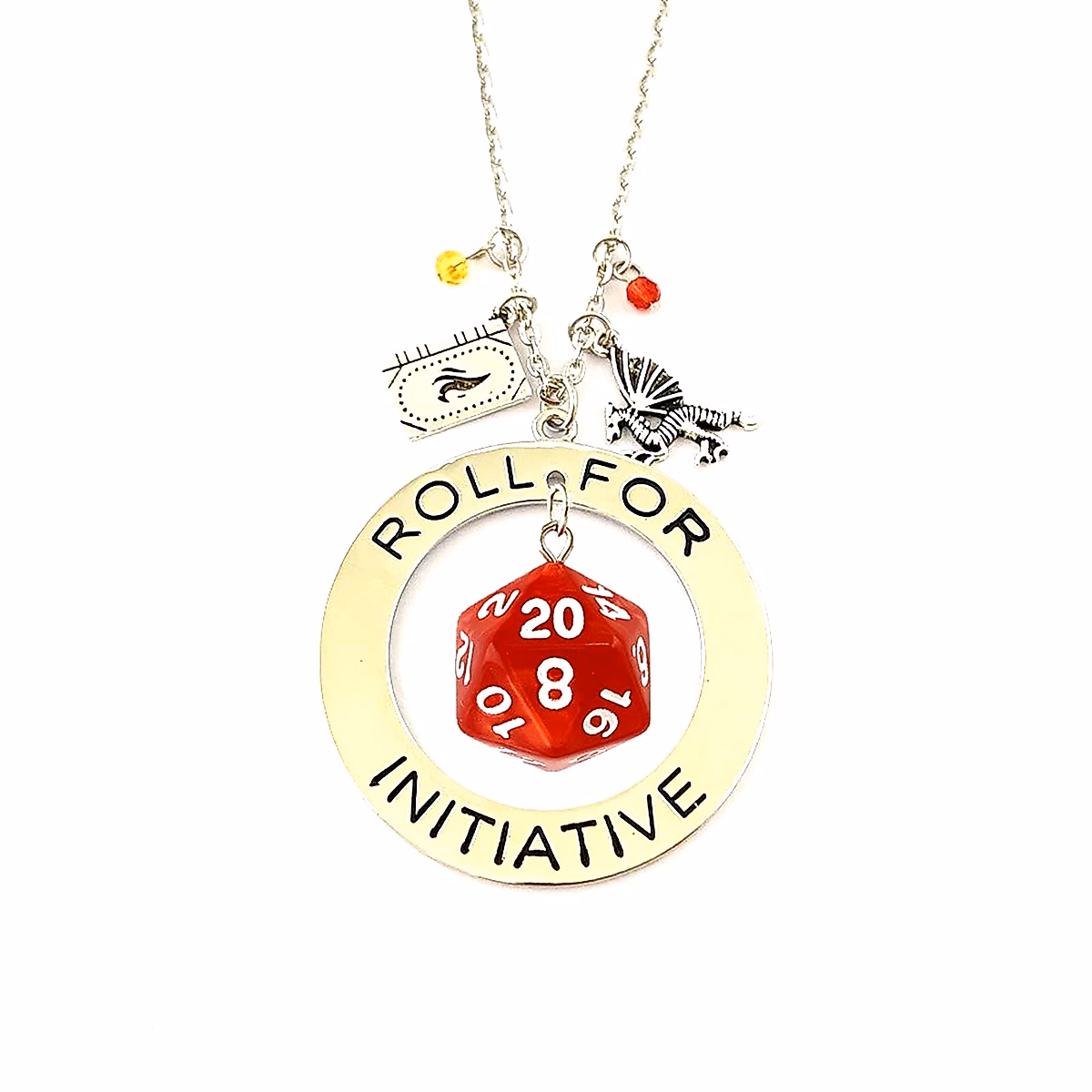 FJCPHAHA Roll for Initiative Game Dunge RPG TTRPG Polyhedral Dragons Master necklace D4-D20 20-Sides Die Dice Critical Tabletop Role Playing Game Roleplaying DM GM Necklace