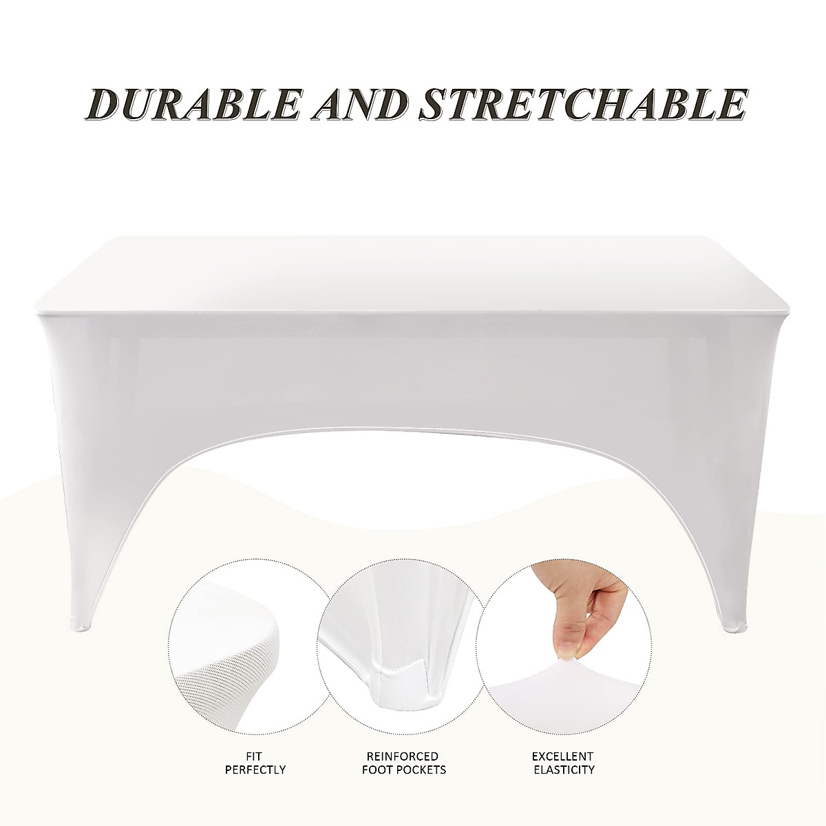 Fixwal 6FT Fitted Tablecloth, 2 Pack Table Covers for 6 Foot Tables, Table Cloth Rectangle Table, White Spandex Table Cover (72L x 30W x 30H Inch)