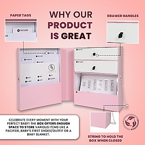 EightyNine Design Baby Keepsake Box, Baby Girl Memory Box for Keepsakes, including Paper Files and Stickers, perfect baby gift