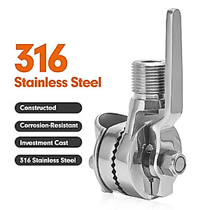 Yacht Ship RV Marine VHF Antenna Mounts, Ratchet Rail Mount Pipe clamp, 316 Stainless Steel Adjustable Base Mount for Boat