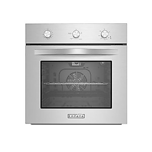 Empava 24 in. 2.3 cu. Ft. Single Gas Wall Oven Bake Broil Rotisserie Functions with Mechanical Controls-Built-in Timer-Convection Fan in Stainless Steel, 24 Inch