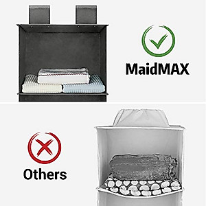 MaidMAX 3 Tiers Cloth Hanging Shelf for Closet Organizer with 2 Widen Straps, Foldable, Gray