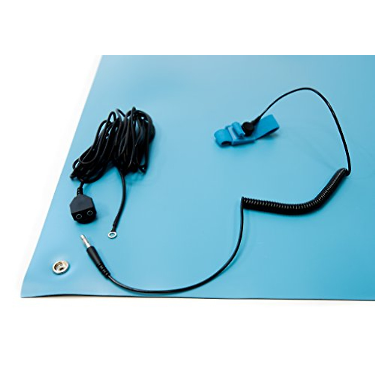 Bertech -ESD High Temperature Mat Kit, 18 Inches Wide x 30 Inches Long x 0.08 Inches Thick, Blue, Includes a Wrist Strap and Grounding Cord, RoHS and REACH Compliant (Assembled in USA) Product Name