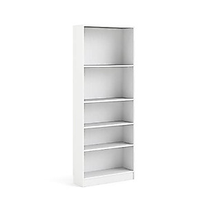 Tvilum Element Wide 5 Shelf Bookcase, Tall, White