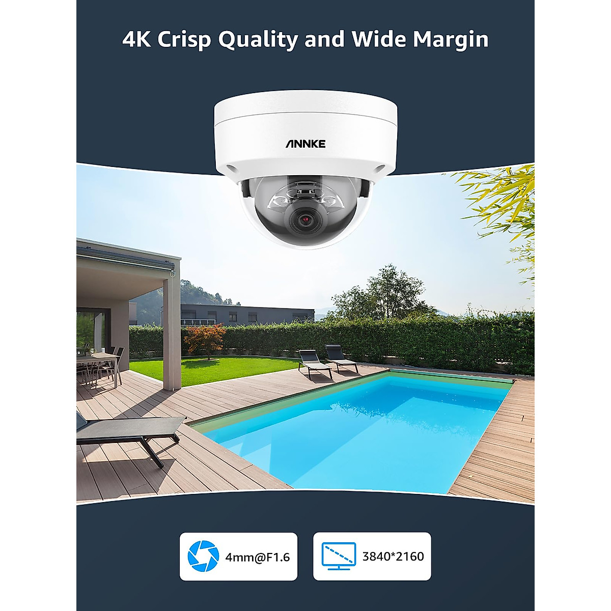 ANNKE 4K 16CH PoE Camera System, H.265+ 12MP NVR, 8X 8MP Wired Dome Security IP Cams, AI Motion Detection, Built-in Mic, 4TB HDD, Spotlight Color Night Vision, Compatible with Alexa, Not PTZ