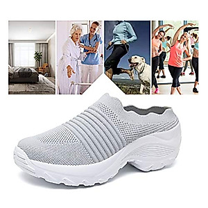 INMINPIN Women's Slip-on Mule Sneakers Lightweight Breathable Casual Shoes Platform Outdoor Clog Slippers,Grey,8.5 US Women