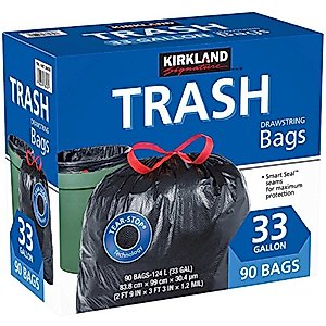 Kirkland Signature Drawstring Trash Bags - 33 Gallon - Xl Size - (90 count)