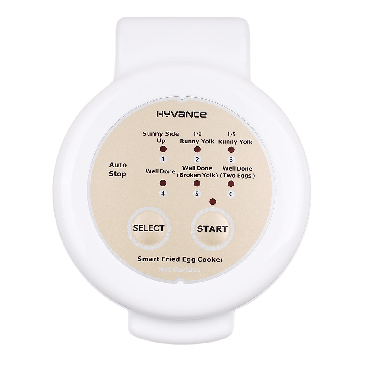 Hyvance Smart Fried Egg Cooker,Make 6 fried egg features like Sunny side up, Over easy etc. It automatically stops with sound alert when done, Non stick coating, Patent applied