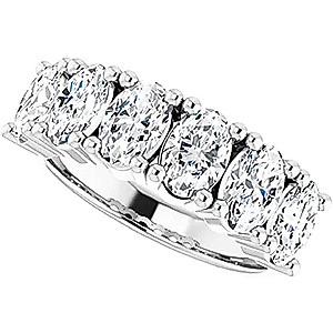 Moissanite World Touch of Paradise Bold Eternity Wedding Band,Oval Cut 6.00CT,VVS1 Clarity, Colorless Moissanite, 925 Sterling Silver, Engagement Ring, Wedding Gift, Perfact for Gift (6.5)