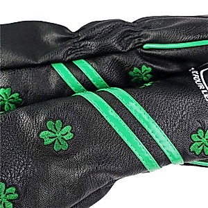 Golf Headcovers Club Covers for Driver Fairway Woods Hybrid Clover Lucky Protector Headcover PU Leather with Interchangeable Number Tag (135 Set, 3)