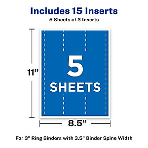 Avery 3-Inch Binder Spine Inserts, Laser/Inkjet, White, 15 Inserts/Pack (89109)